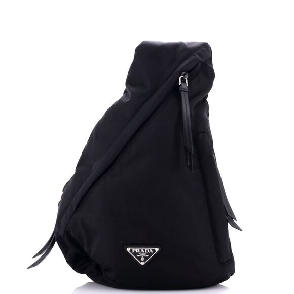 Prada | Bags | Prada Zip Sling Backpack Renylon Black | Poshmark